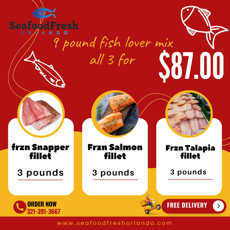 9-pound 3 fish fish mix (Salmon, Snapper, Tilapia) – SeafoodfreshOrlando